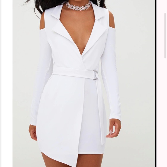 PrettyLittleThing | Dresses | Prettylittlething White Cold Shoulder ...